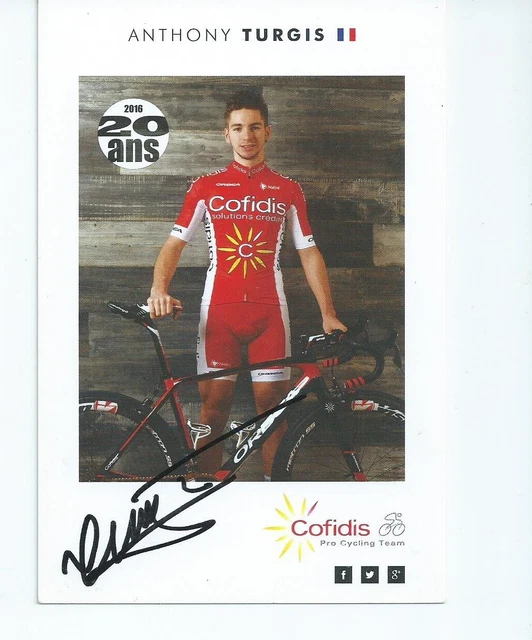 TOUR DE FRANCE-CYCLISME cp AUTOGRAPHE de ANTHONY TURGIS team COFIDIS EUR 1,50 - PicClick IT